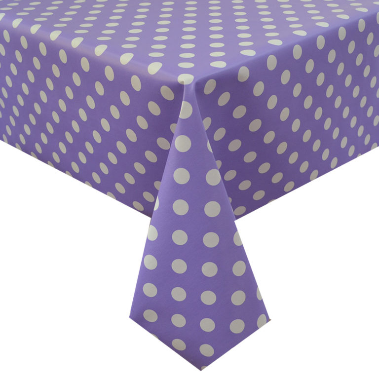 Vinyl Tablecloths | Lilac Polka Dot Vinyl Table Cover | PVC Tablecloth